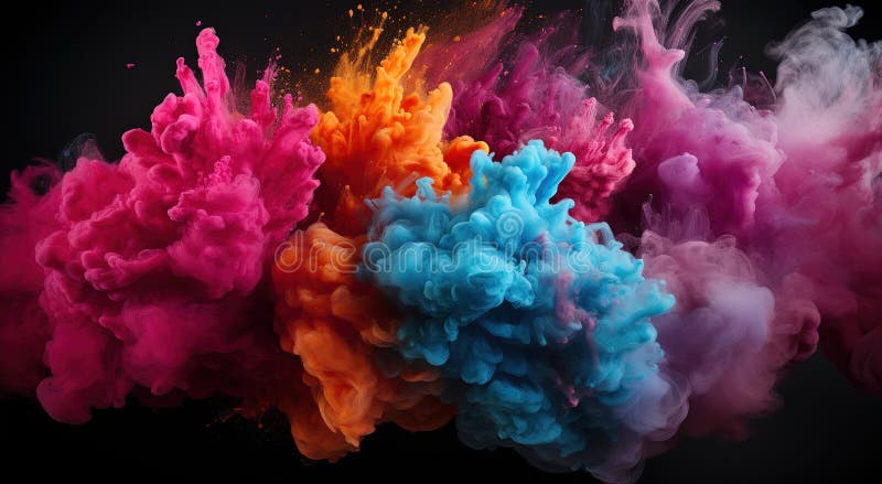 Explosion of Pink and Blue Powder. Freeze Motion of Exploding Colored ...