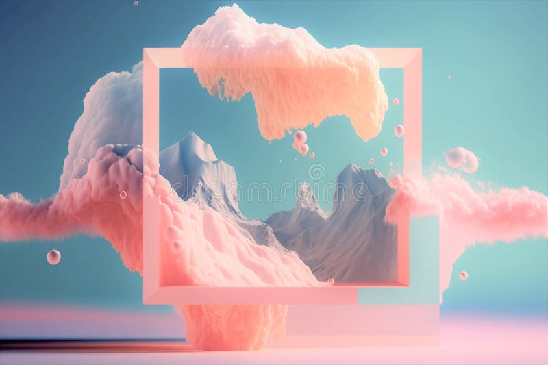 Explosion of Pink Clouds in the Sky Stock Illustration - Illustration ...