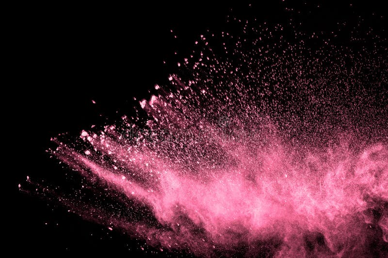 Explosion of Pink Colored Powder Isolated on Black Background.Pink Dust ...