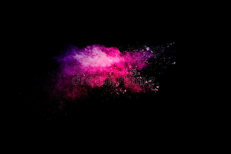 Explosion of Pink Colored Powder Isolated on Black Background.Pink Dust ...