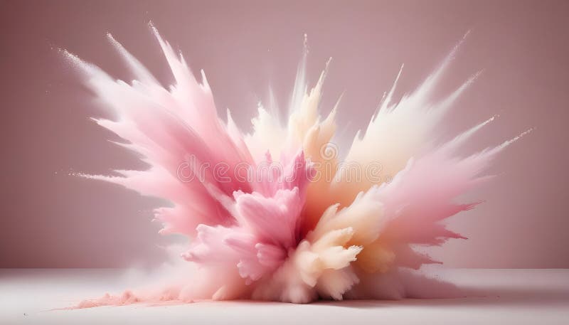 An Explosion of Pink and Cream Colored Powder Paint Against a Solid ...
