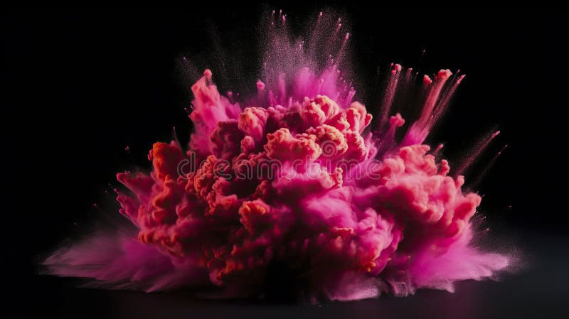 Explosion of Pink Powder on Black Background. Generative AI Stock ...
