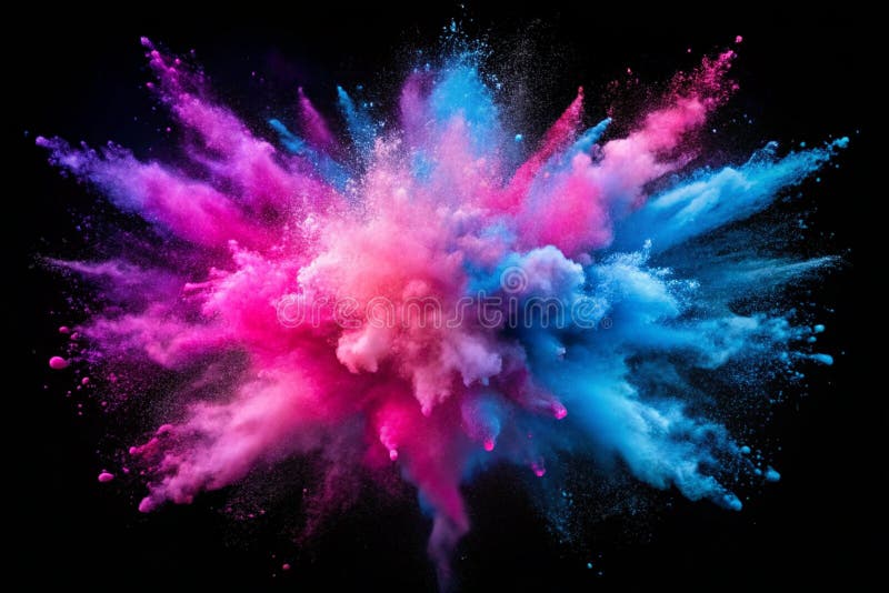 Explosion of Pink, Violet and Blue Powder. Freeze Motion of Color ...