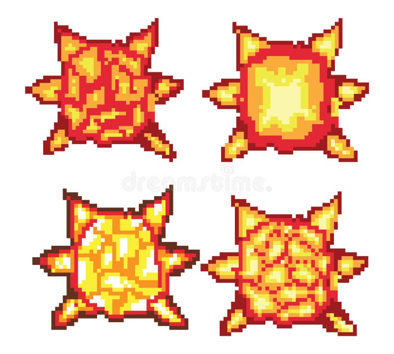 Explosion Pixel Art, Video Game Explosion Animation Flame Pixel Art ...