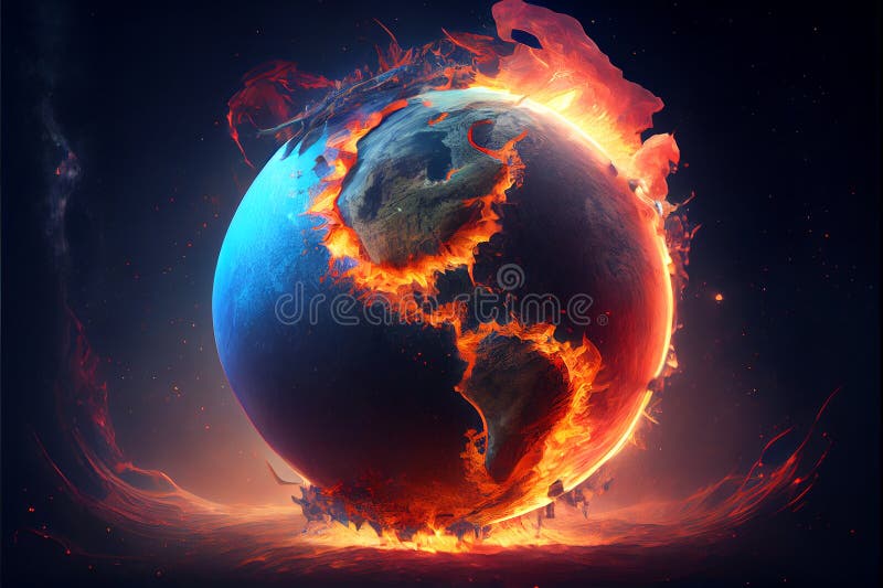 Explosion of the Planet, Generative Ai Illustration Stock Image - Image ...