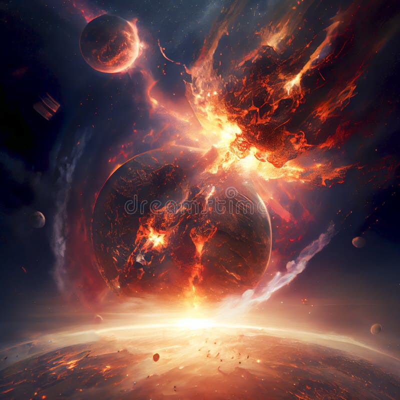 Explosion of the Planet, Generative Ai Illustration Stock Photo - Image ...