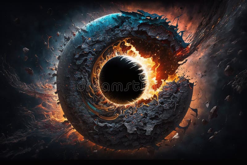 Explosion of Planet , Black Hole in a Galaxy Stock Illustration ...