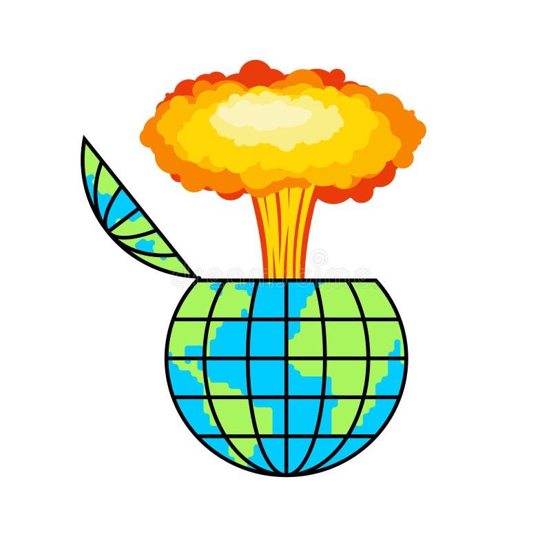 Explosion from Planet Earth. Globe Model of the Globe Isolated Stock ...