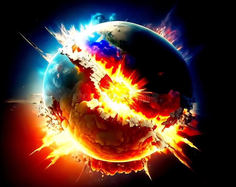 The Explosion of Planet Earth from the Inside in Space, Created with ...