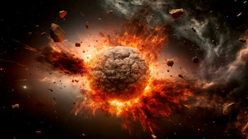 Explosion of the Planet. Flying Burning Exoplanet. Collision with ... Explosion of the Planet. Flying Burning Exoplanet. Collision with ...