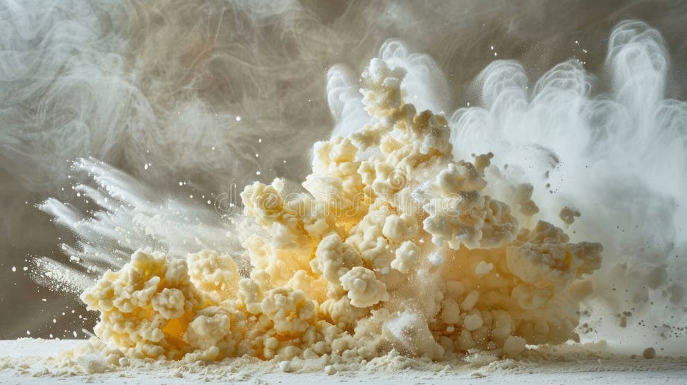 Creamy Butter Explosion, Flour and Steam Cloud Stock Illustration ...