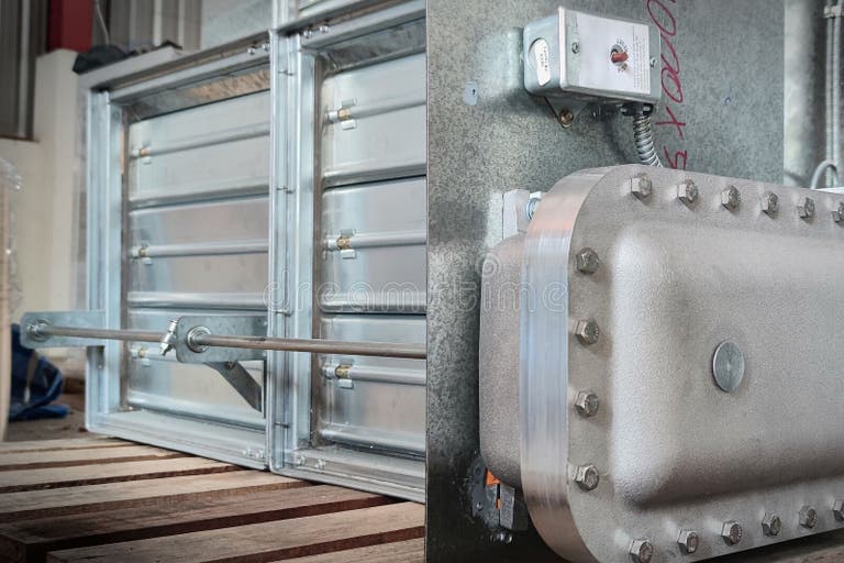 An Explosion-proof Motorized Fire Damper. Stock Photo - Image of motor ...