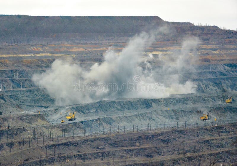 Destruction of Rock by Explosion Stock Photo - Image of rumbling ...