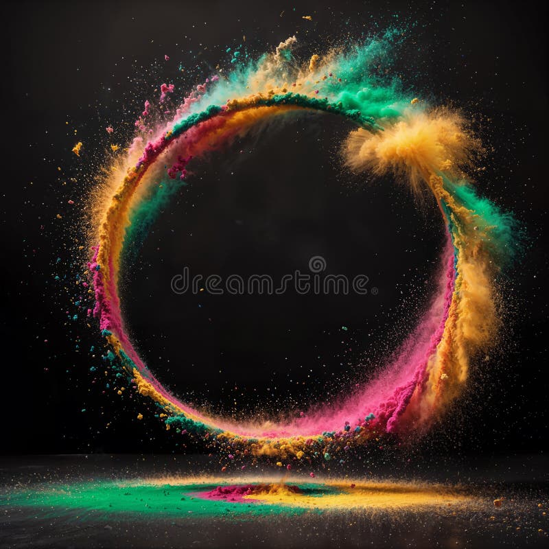 Explosion Rainbow of Colorful Powder Particles Bursting Sprayed Over ...