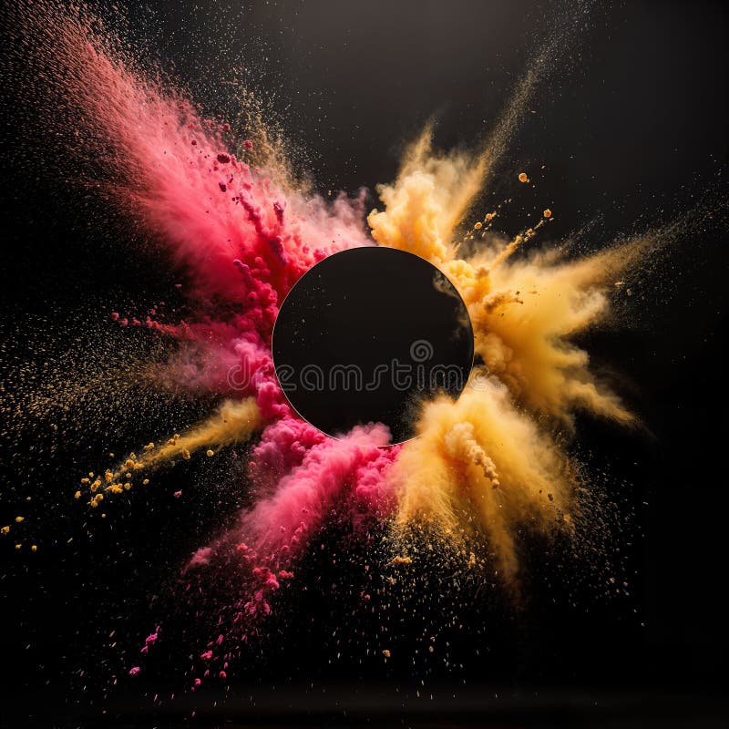 Explosion Rainbow of Colorful Powder Particles Bursting Sprayed Over ...