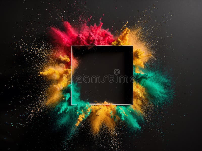 Explosion Rainbow of Colorful Powder Particles Bursting Sprayed Over ...