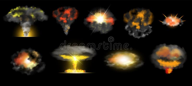 Realistic Explosion Stages stock vector. Illustration of realistic ...