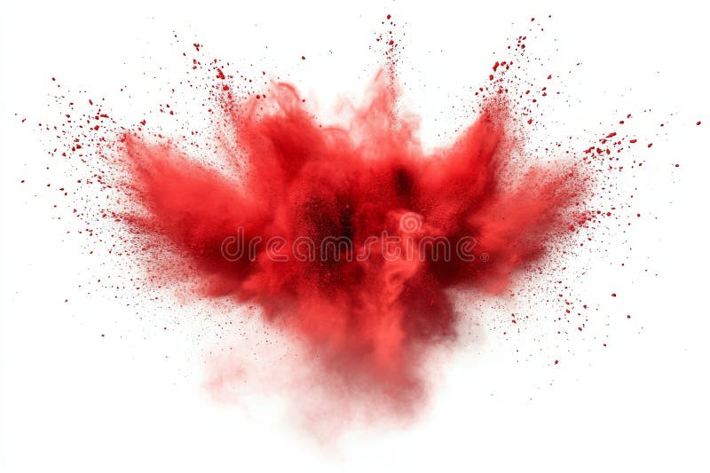 The Explosion of Red Colored Powder with Freeze on a White Background ...