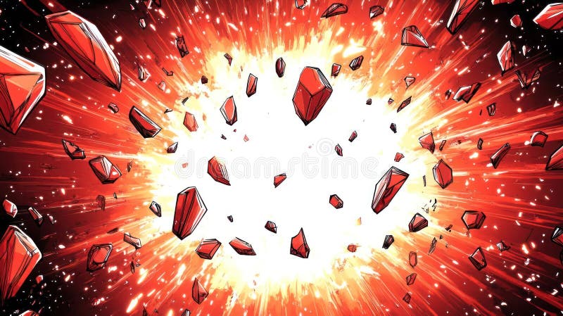 An Explosion of Red Crystals Radiating Outward Against a Bright White ...