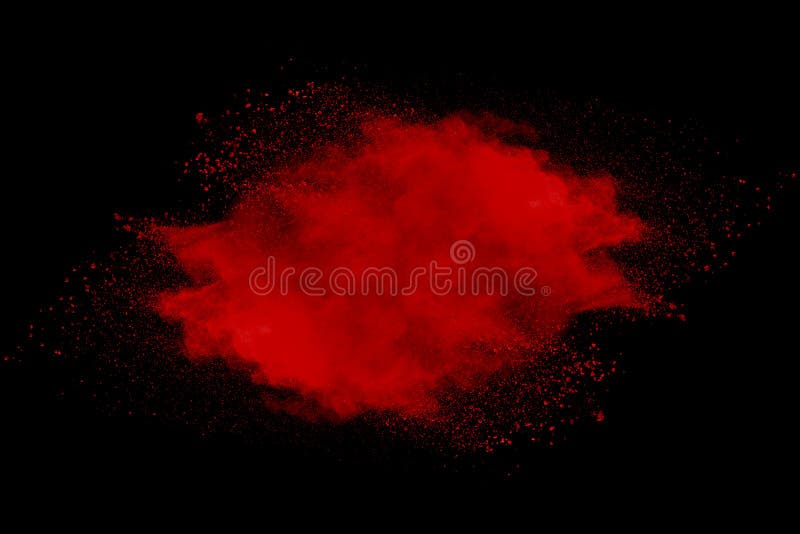 Explosion of Red Dust on Black Background Stock Image - Image of ...