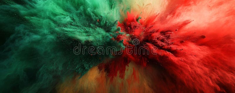 Explosion of Red and Green Powder, Abstract Art Concept Stock Image ...