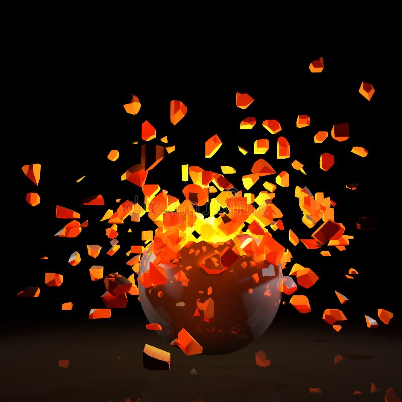 Explosion of Red-hot Sphere on Black Background. Stock Illustration ...