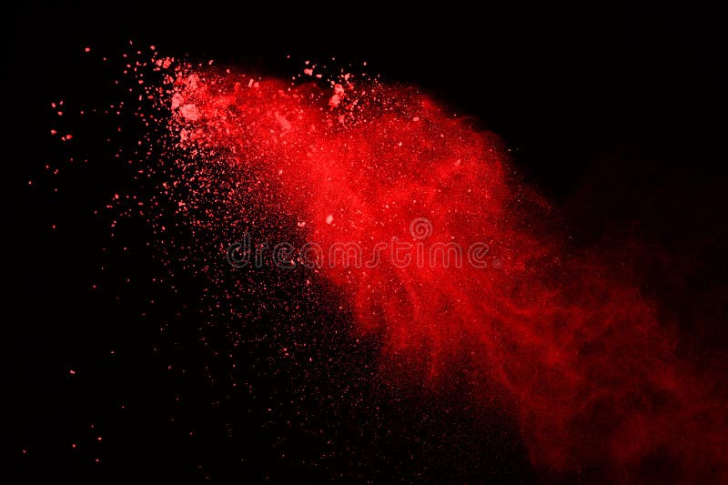 Explosion of Red Powder on Black Background. Abstract of Colored Dust ...
