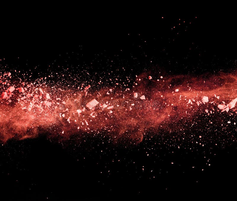 Explosion of Red Powder on Black Background Stock Photo - Image of ...