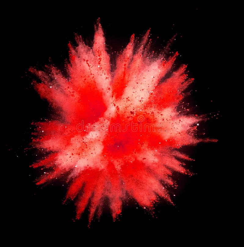 Explosion of Red Powder on Black Background Stock Image - Image of ...