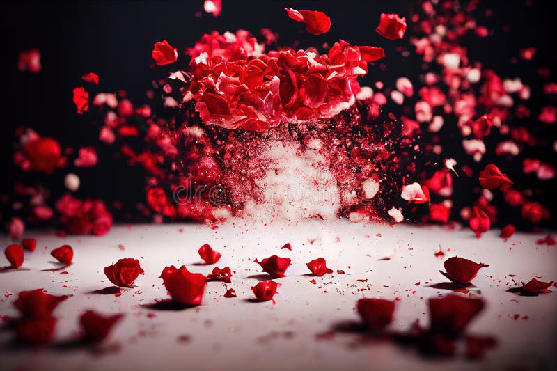 Explosion of Red Rose Petals Which Looks Like Confetti. Stock ...