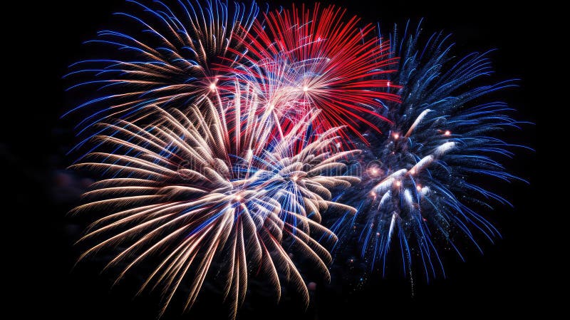 Explosion Red White and Blue Firework Stock Illustration - Illustration ...