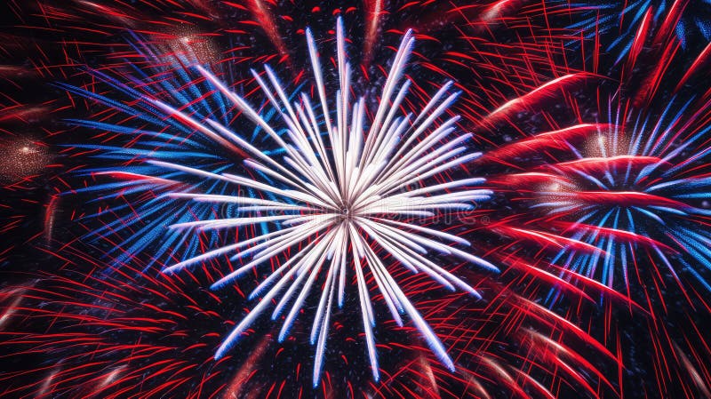 Explosion Red White and Blue Firework Stock Illustration - Illustration ...