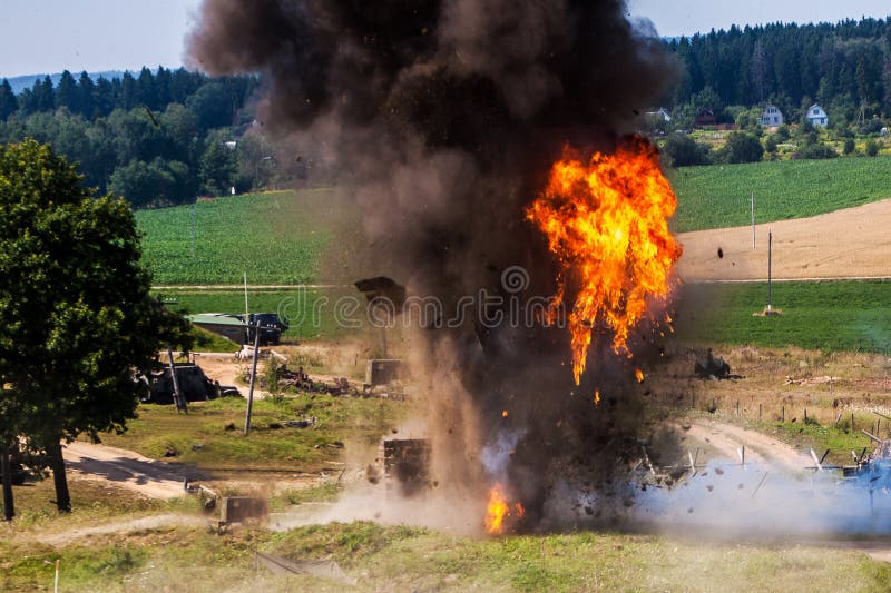 The Explosion of Residential Buildings Stock Photo - Image of flame ...