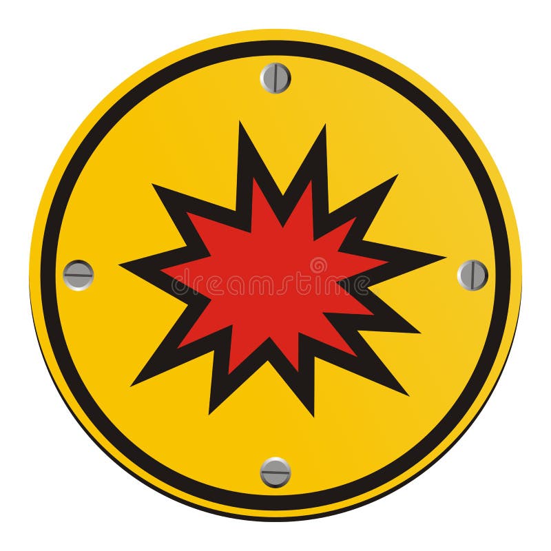 Explosion Risk - Round Yellow Sign Stock Illustration - Illustration of ...