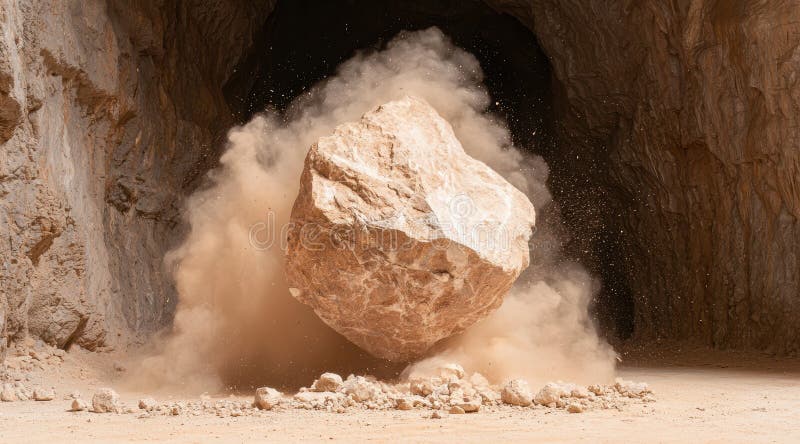 Explosion of Rock in a Cave Stock Illustration - Illustration of rock ...