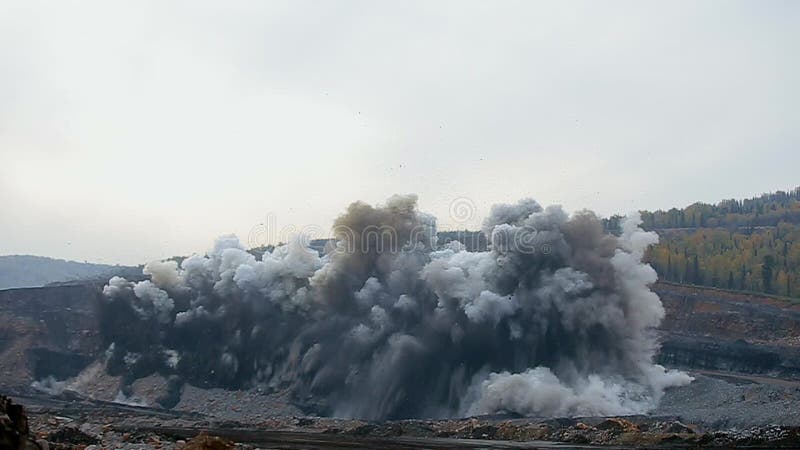 Explosion of Rock in Coal Mining Quarry Stock Video - Video of ...