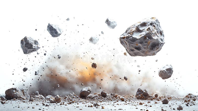 Explosion of Rocks with Dust and Debris Concept Stock Photo - Image of ...