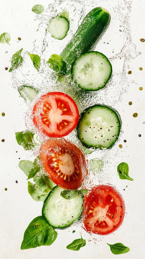 The Explosion of a Salad Made from Sliced Vegetables is Shown in ...