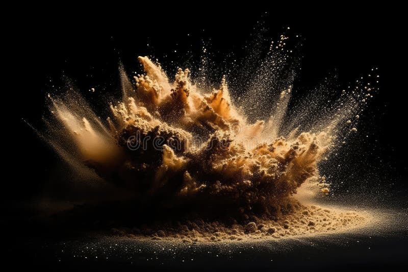 Explosion of Sand on Black Background. Generative AI Stock Illustration ...