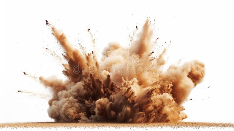 Explosion of Sand and Dust on White Background, Generative AI Stock ...