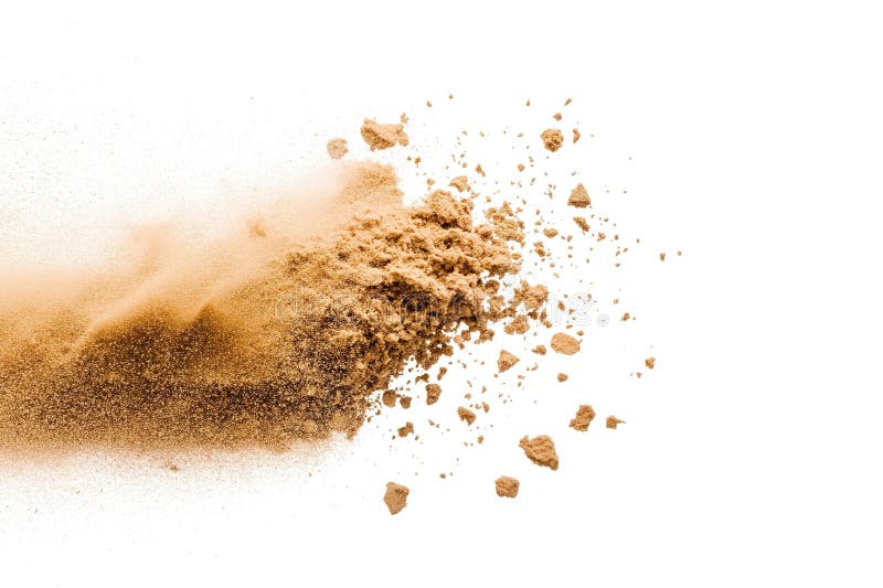 Explosion of Sand Forming a Cloud of Golden Dust Isolated White ...