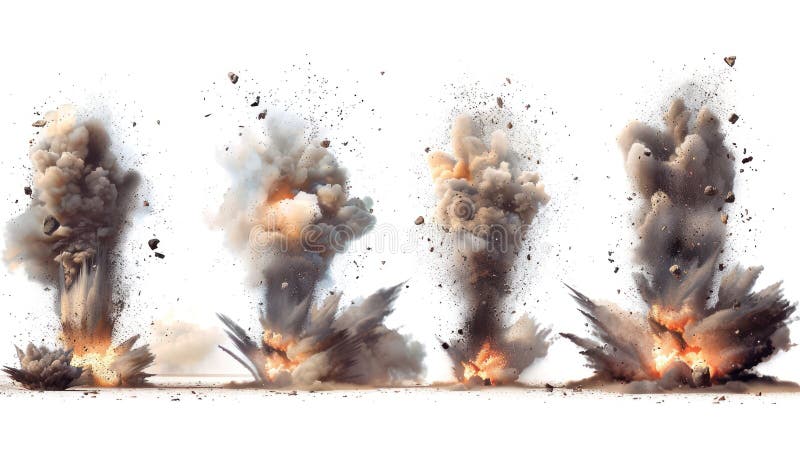 Explosion Set on Transparent Background: Collection of Explosions in ...