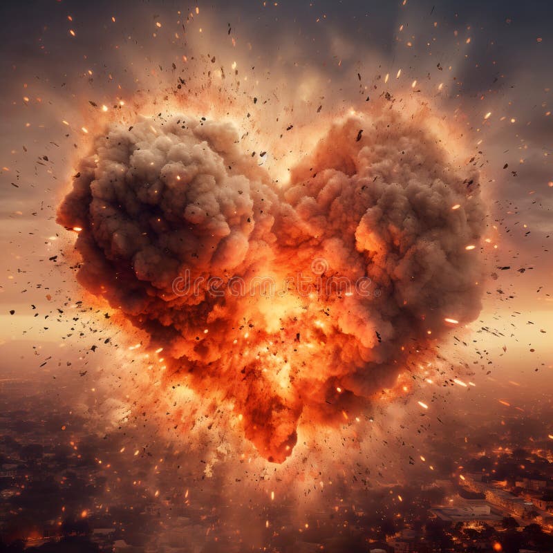 Explosion in the Shape of a Heart. Generative AI Stock Illustration ...