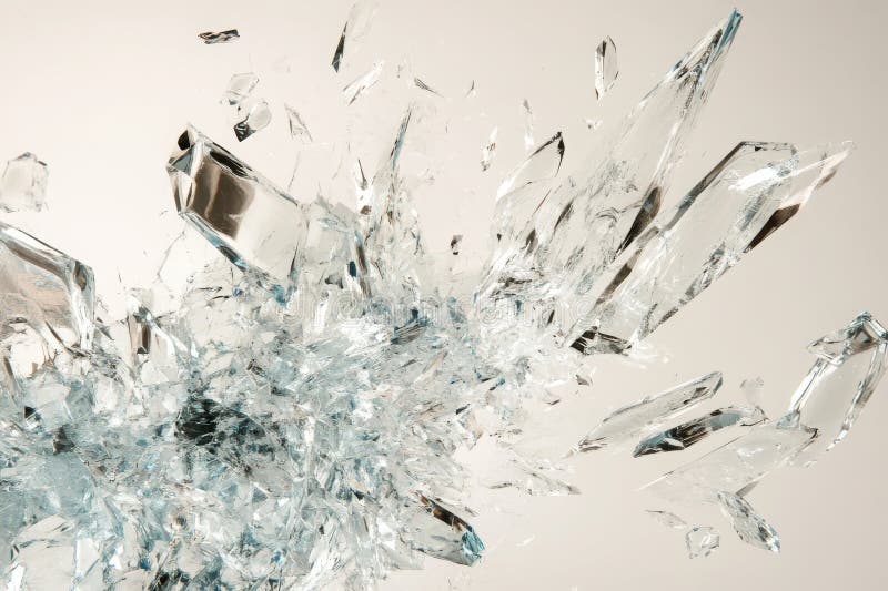 Explosion of Sharp Crystalline Shards with Bluish Tint, Symbolizing ...