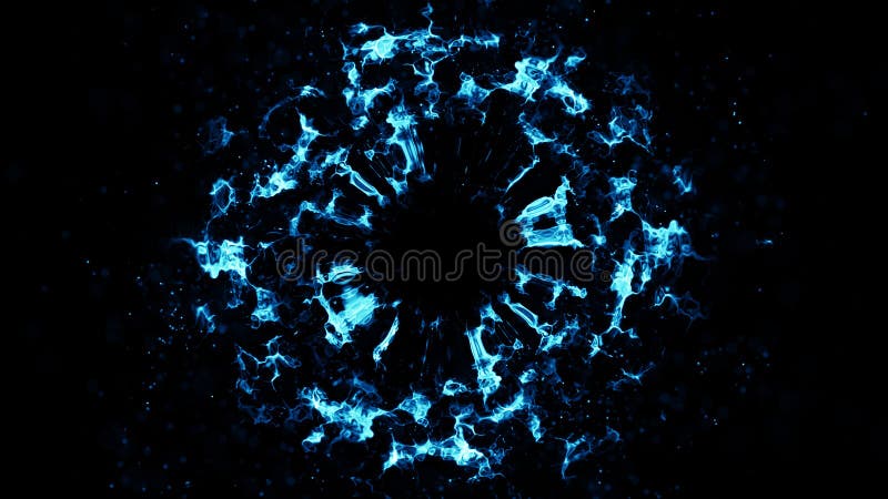 Explosion Shockwave with Blue Smoke and Particles Stock Illustration ...