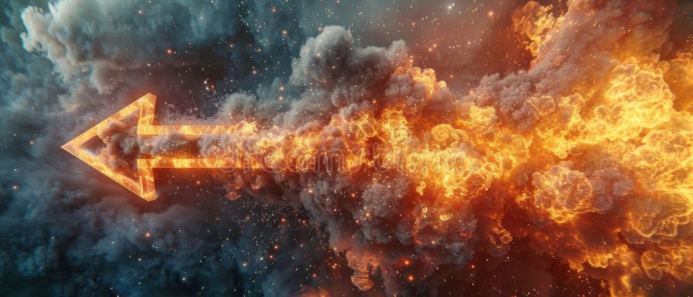 Explosion Simulation with Arrow Sign, Original 3d Rendering ...