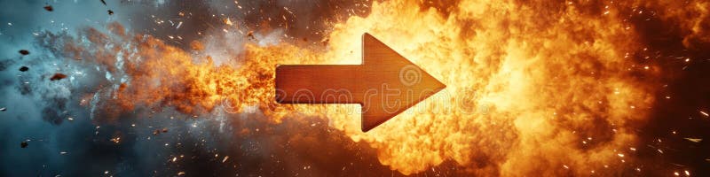 Explosion Simulation Featuring an Arrow Sign, Illustrating the Idea of ...
