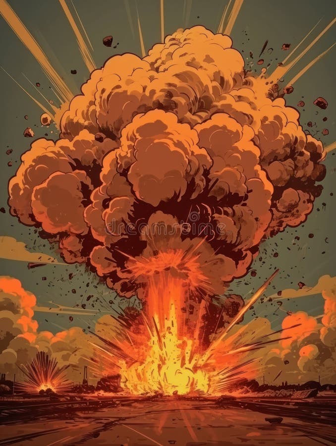 A Explosion with Smoke and Clouds Stock Illustration - Illustration of ...