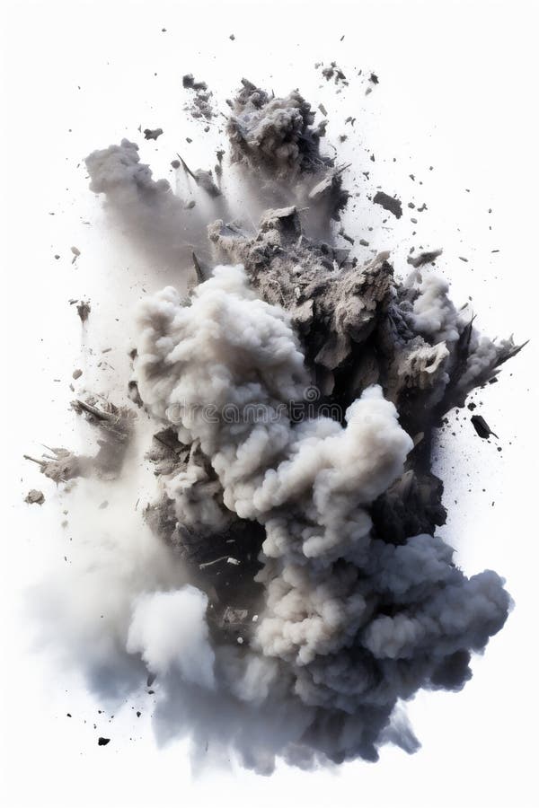 An Explosion of Smoke and Debris, Exploding from Demolition, White ...