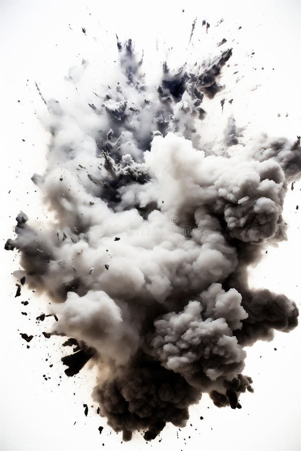 An Explosion of Smoke and Debris, Exploding from Demolition, White ...